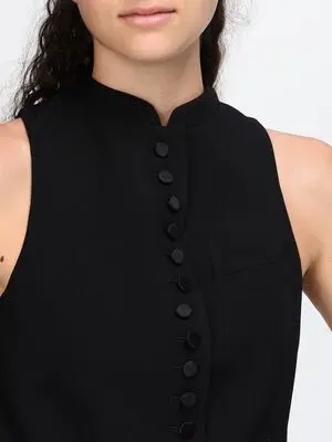 TOM FORD Slim Fit Wool Top With Mandarin Collar And Off-the-shoulder Design