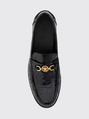 Versace Croc Effect Loafers With Gold Tone Detailing