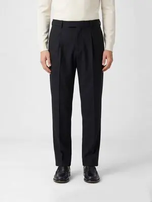 A.p.c. Tailored Trousers In Cotton And Wool Blend - Navy