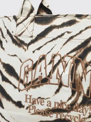 GANNI Recycled Cotton Zebra Print Tote Bag - White
