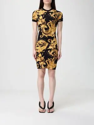 Versace Cotton Dress With Baroque Pattern - Black