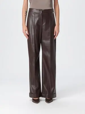 Liu Jo Faux Leather Wide Leg Trousers - Brown