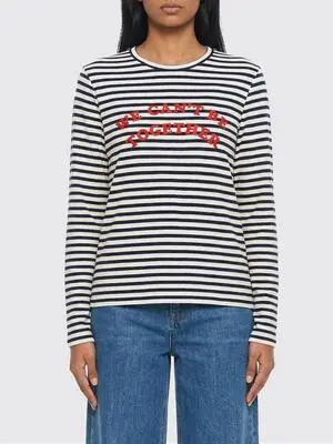 Alexander McQueen Striped Cotton T-shirts With Logo - Navy