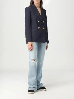 Palm Angels Double Breasted Blazer With Embroidered Palm Trees