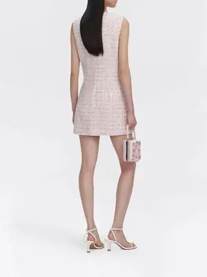 SELF-PORTRAIT Bouclé Mini Dress With Sequin Appliqués And Bow Detail