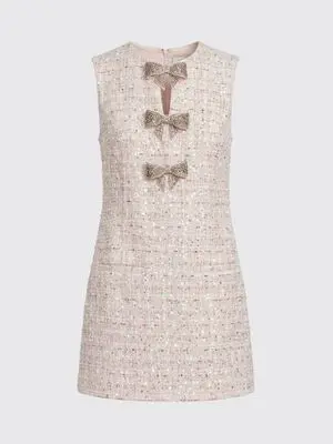SELF-PORTRAIT Bouclé Mini Dress With Sequin Appliqués And Bow Detail