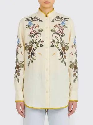 Valentino Garavani Linen Shirt With Floral Print - Beige