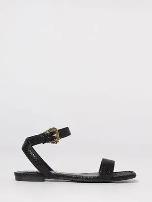 Versace Python Print Synthetic Leather Sandals - Black