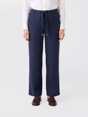 Max Mara Linen Wide-leg Trousers - Blue