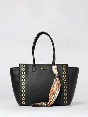 Just Cavalli Grained Faux Leather Bag With Foulard - Black