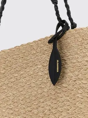 JIL SANDER Large Raffia Tote Bag With Braided Handle - Beige
