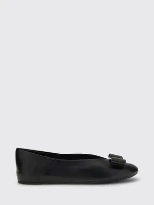 FERRAGAMO Vara Leather Ballerina Flats - Black