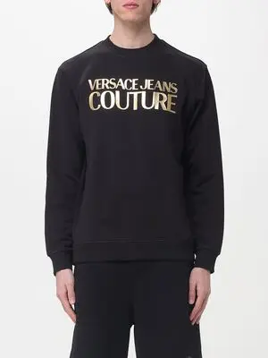 Versace Cotton Crewneck Sweatshirt With Logo - Black