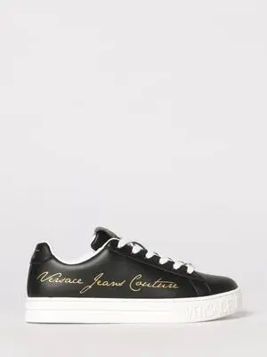 Versace Leather Sneakers With Logo Detailing - Black