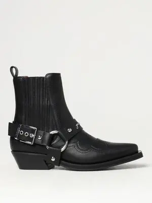 GANNI Ankle Boots With Buckle Detailing - Black