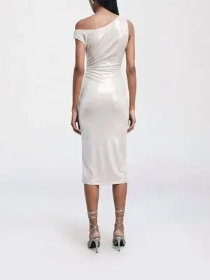 Patrizia Pepe Metallic Draped Midi Dress