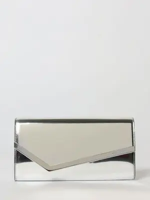 JIMMY CHOO Emmie Patent Leather Mini Bag With Removable Chain Strap - Silver