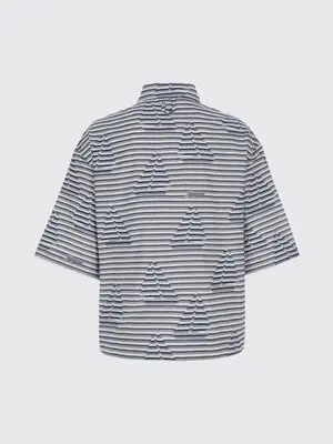 Jacquemus The Plage Striped Graphic Print Cotton Bowling Shirt