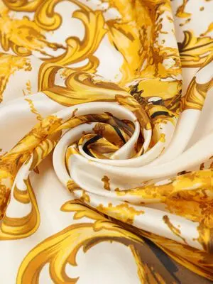 Versace Baroque Print Silk Scarf - White