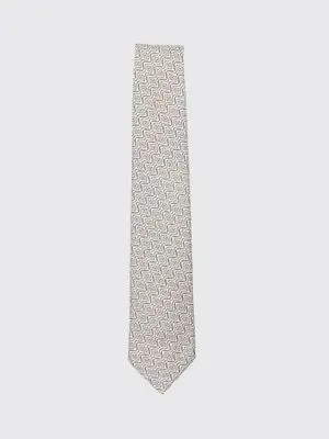 Emporio Armani Silk Tie With Geometric Wave Motif - Grey