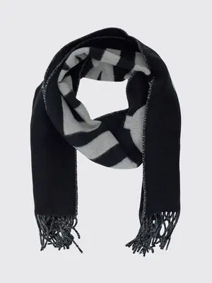 Jacquemus Cotton Scarf With Contrasting Jacquard Logo And Fringed Edges - Black