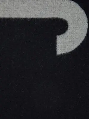 Jacquemus Cotton Scarf With Contrasting Jacquard Logo And Fringed Edges - Black