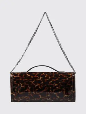 ROGER VIVIER Tortoiseshell Print Lambskin Leather Clutch With Buckle - Brown