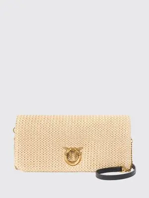 Pinko Love Bag Click Soft Horizontal Classic Raffia Clutch - Natural
