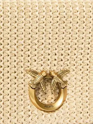 Pinko Love Bag Click Soft Horizontal Classic Raffia Clutch - Natural
