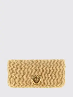 Pinko Love Bag Click Soft Horizontal Classic Raffia Clutch - Pink