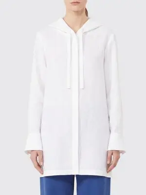 Max Mara Pure Linen Hooded Blouse With Drawstring - White
