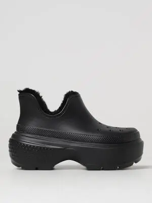 CROCS Platform Chelsea Boots With Faux Fur Lining - Black