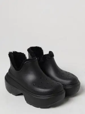 CROCS Platform Chelsea Boots With Faux Fur Lining - Black
