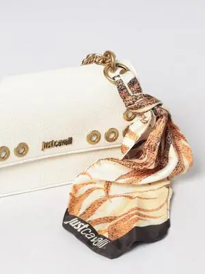 Just Cavalli Grained Synthetic Leather Bag With Scarf - White