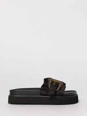 Versace Ruched Fabric Sliders - Black