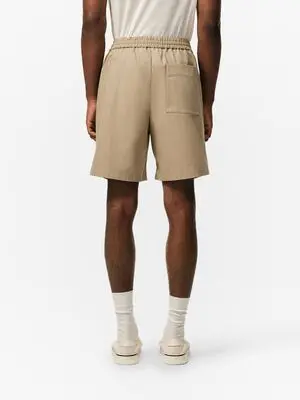 AMI Paris Pure Cotton Athletic Shorts With Elastic Waist And Patch Pocket - Nude
