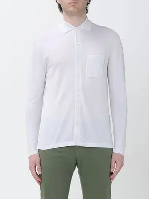 BROOKSFIELD Long Sleeve Button-up Fine Knit With Pocket - White