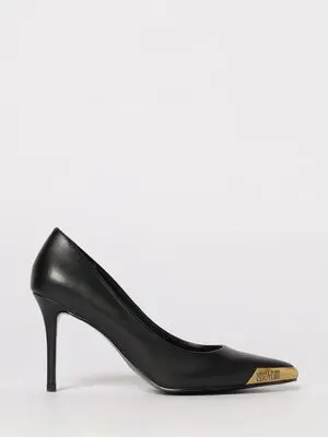 Versace Leather Stiletto Pumps With Metal Toe Cap