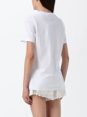 MSGM Short-sleeved Cotton T-shirt With Logo And Rhinestone Application