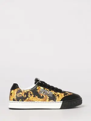 Versace Leather Sneakers With Baroque Print - Black
