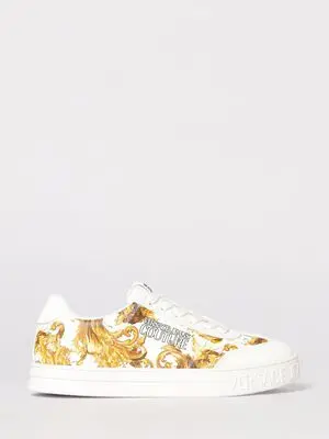 Versace Leather Sneakers With Baroque Print - White