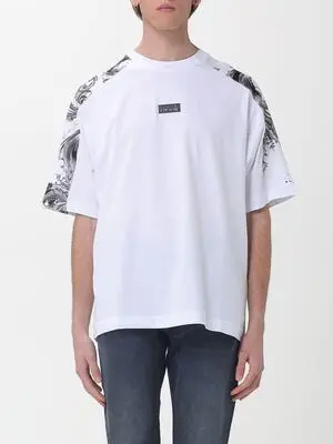 Versace Oversized Cotton T-shirt With Baroque Print - Black