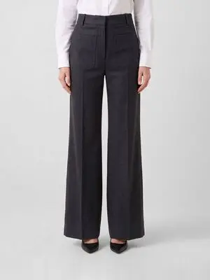 Victoria Beckham High-waisted Flared Tailored Pants In Wool Flannel - Charcoal