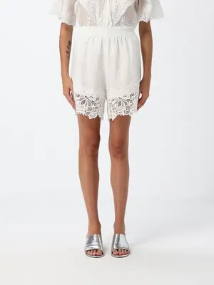 Ermanno Scervino High-waisted Linen Shorts With Lace Inserts - White