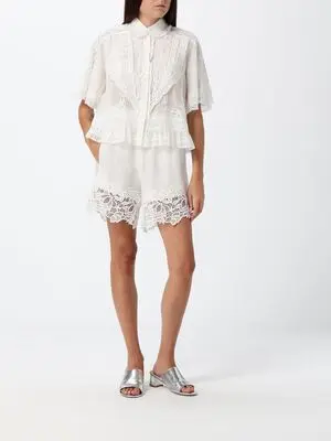 Ermanno Scervino High-waisted Linen Shorts With Lace Inserts - White