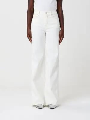 7 For All Mankind Straight Jeans In Cotton Denim - White