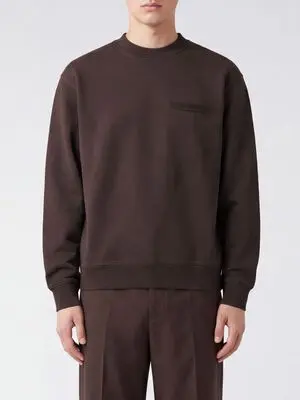 Jacquemus Pure Cotton Crewneck Sweatshirt With Applied Contrast Logo - Brown