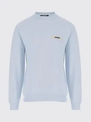 Jacquemus Pure Cotton Crewneck Sweatshirt With Applied Contrast Logo - Gnawed Blue