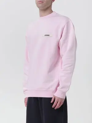 Jacquemus Pure Cotton Crewneck Sweatshirt With Applied Contrast Logo - Pink
