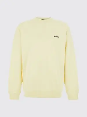 Jacquemus Pure Cotton Crewneck Sweatshirt With Applied Contrast Logo - Yellow